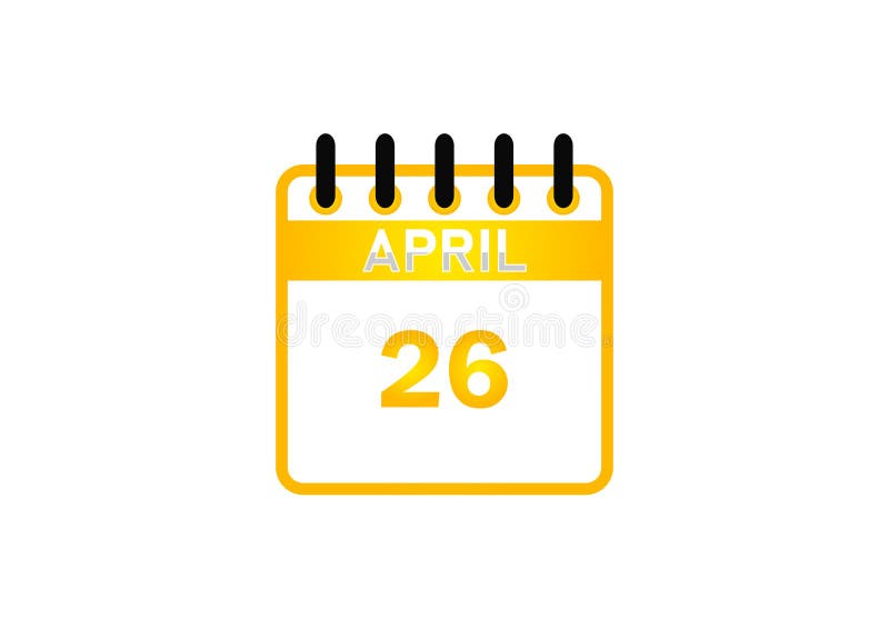 April 26 Calendar Icon stock vector. Illustration of occasion - 365706208