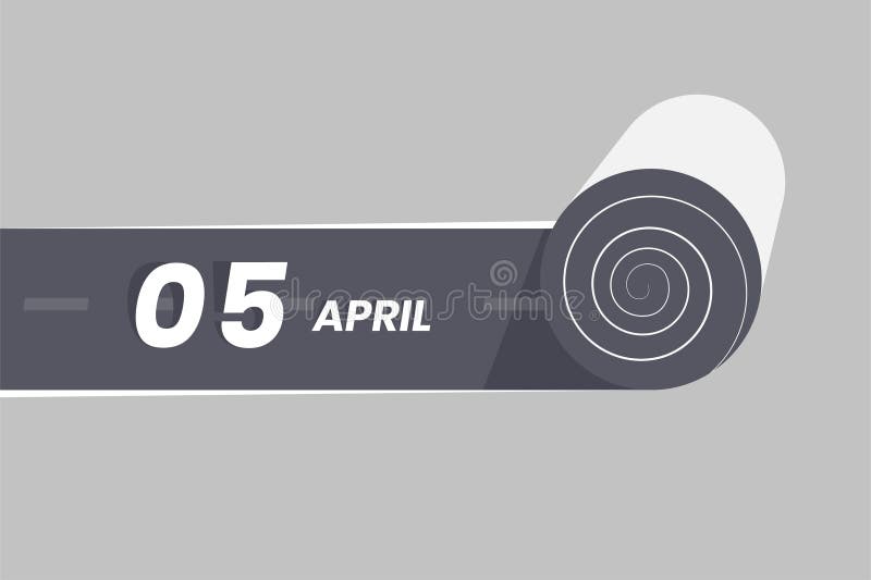 April 5 Calendar Icon Rolling Inside the Road. 5 April Date Month Icon ...