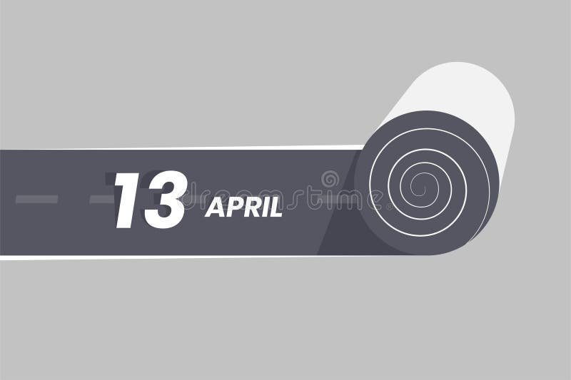 April 13 Calendar Icon Rolling Inside the Road. 13 April Date Month ...