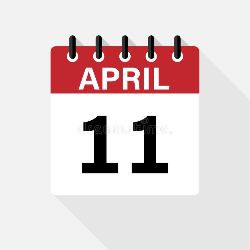 April - Calendar Icon. Calendar Icon with Shadow. Flat Style. Date, Day ...