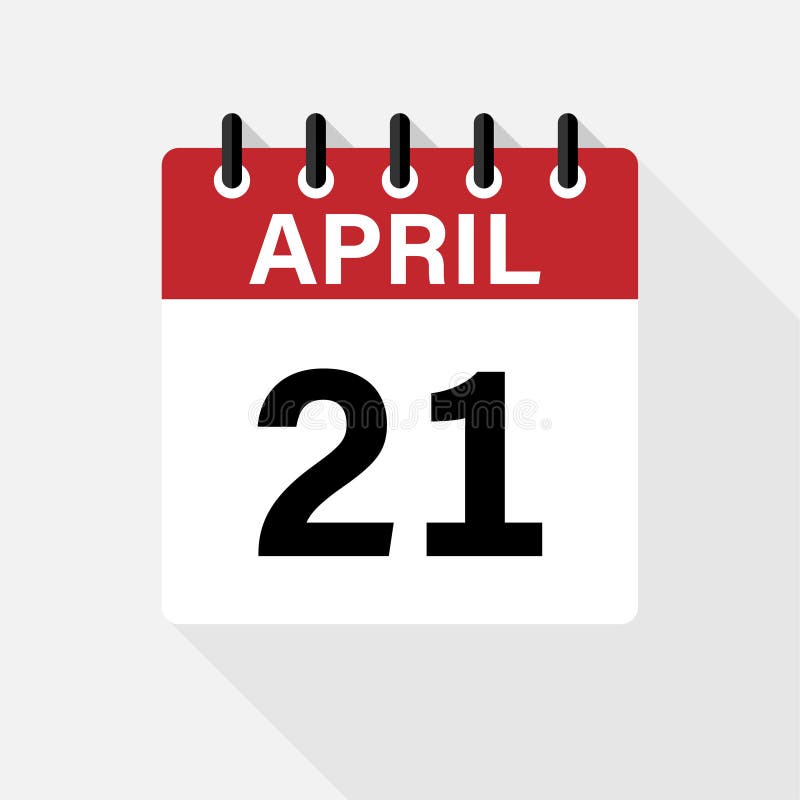 April - Calendar Icon. Calendar Icon with Shadow. Flat Style. Date, Day ...
