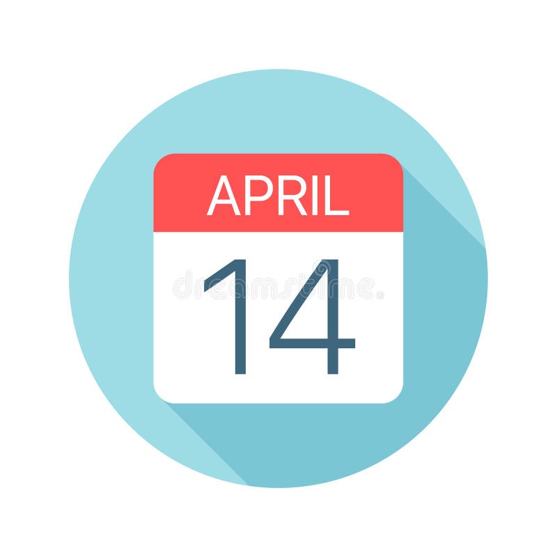 April 14 - Calendar Icon. Vector Illustration of One Day of Month Stock ...