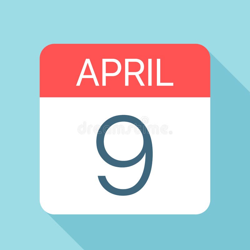 April 9 - Calendar Icon. Vector Illustration of One Day of Month Stock ...