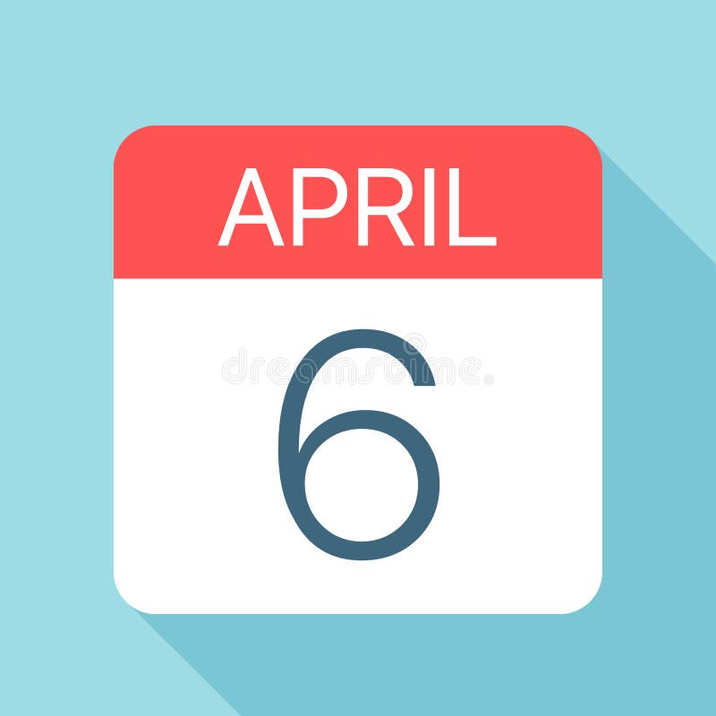 April 6 - Calendar Icon. Vector Illustration of One Day of Month Stock ...