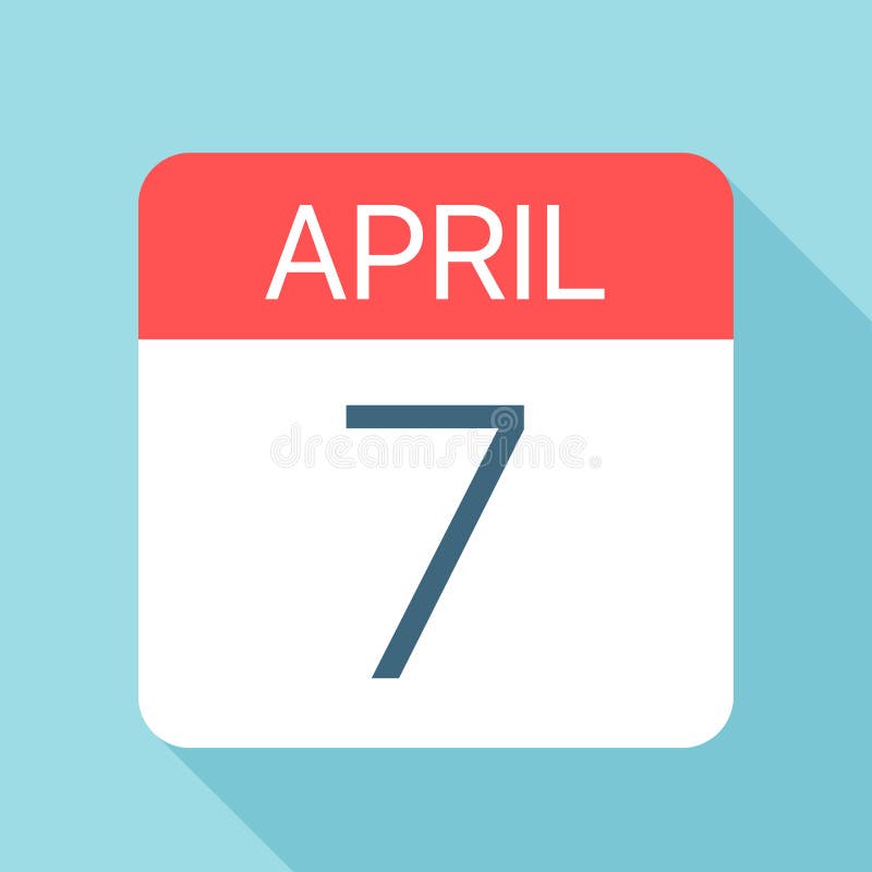 April 7 - Calendar Icon. Vector Illustration of One Day of Month Stock ...