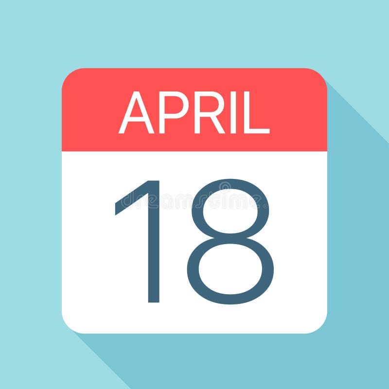 April 18 - Calendar Icon. Vector Illustration of One Day of Month Stock ...