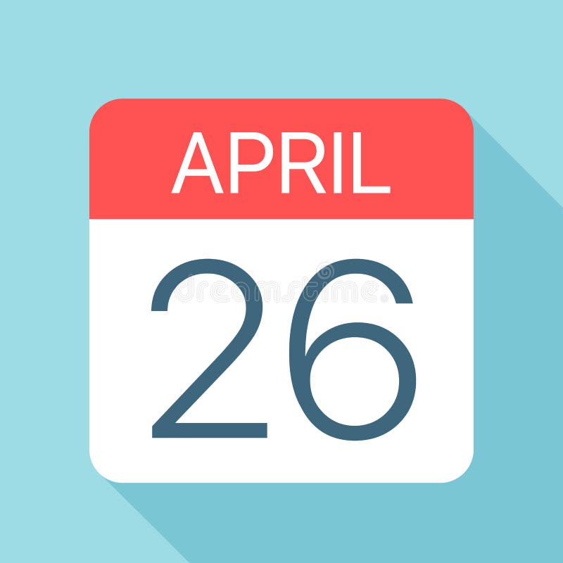 April 26 - Calendar Icon. Vector Illustration of One Day of Month Stock ...