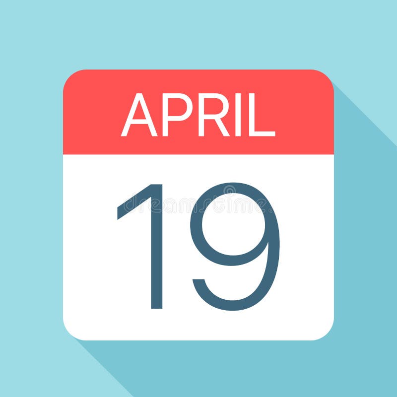 April 19 - Calendar Icon. Vector Illustration of One Day of Month Stock ...