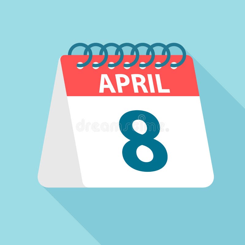 April 8 - Calendar Icon. Vector Illustration of One Day of Month ...