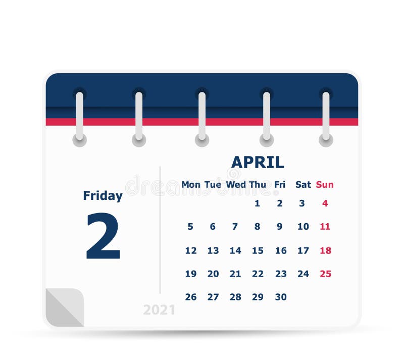 April 2 - Calendar Icon - 2021 Stock Vector - Illustration of design ...