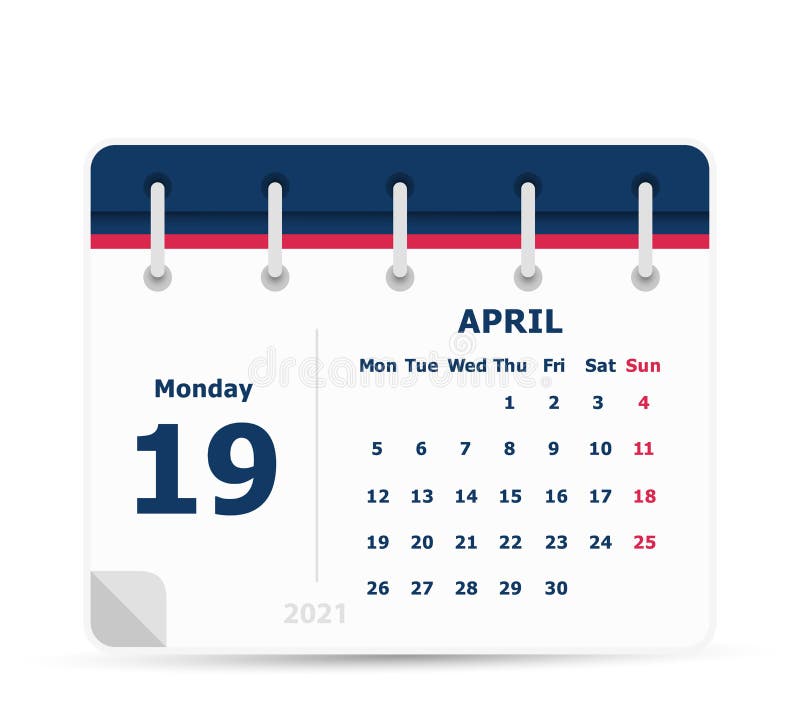 April 19 - Calendar Icon - 2021 Stock Vector - Illustration of modern ...