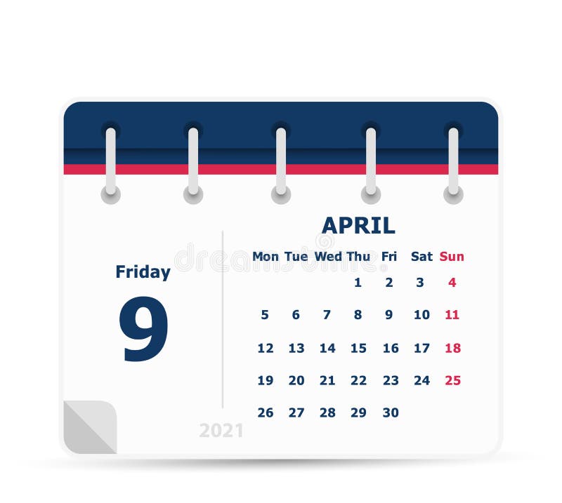 April 9 - Calendar Icon - 2021 Stock Vector - Illustration of event ...
