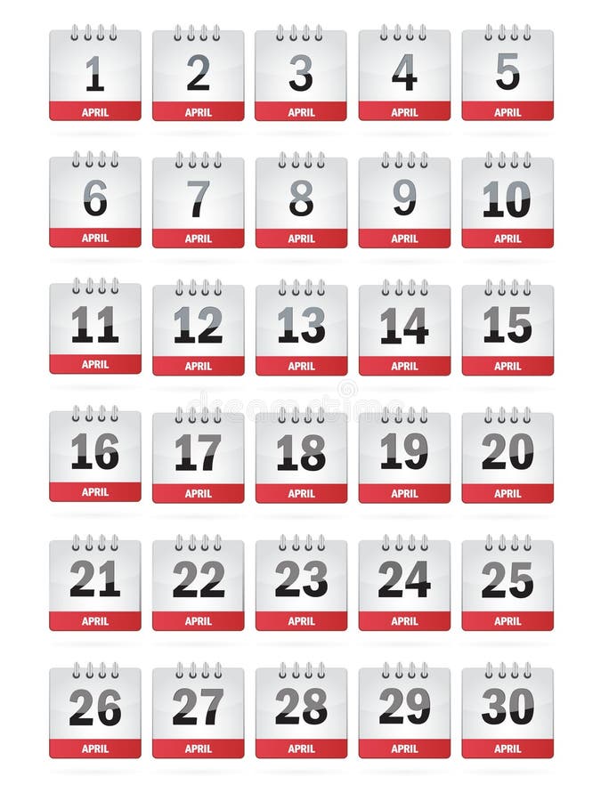 April Calendar Icons stock vector. Illustration of color - 27069376