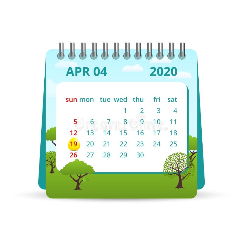 April 2020 Calendar Leaf. Calendar 2020 in Flat Style. Vector ...