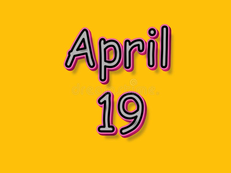 19 April, Calendar Icon. on Yellow Background Stock Illustration ...
