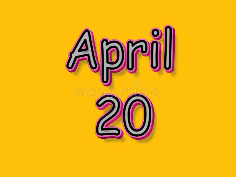 20 April, Calendar Icon. on Yellow Background Stock Illustration ...