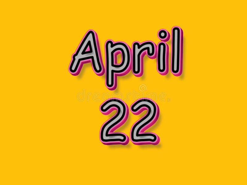 22 April, Calendar Icon. on Yellow Background Stock Illustration ...
