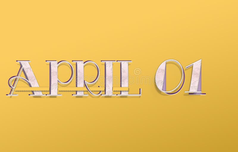 01 April, Calendar Icon. on Yellow Background Stock Illustration ...
