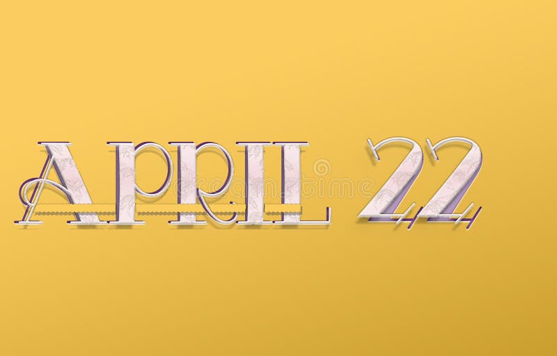 22 April, Calendar Icon. on Yellow Background Stock Illustration ...