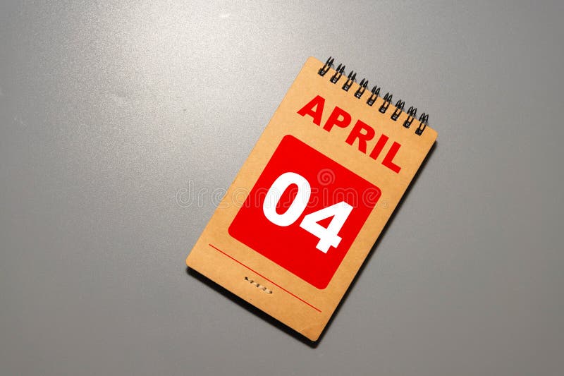 4 April Calendar on Wooden Table with Customizable Space for Text Stock ...