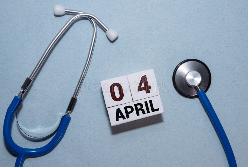 4 April Calendar on Wooden Table with Customizable Space for Text Stock ...