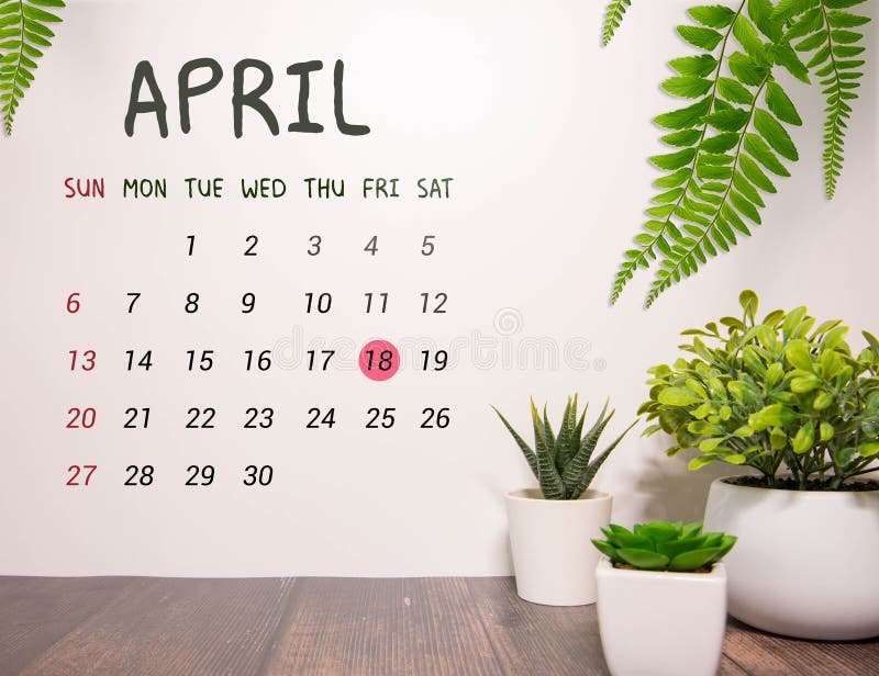 18 April Calendar Wooden Table Customizable Space Text Stock Photos ...