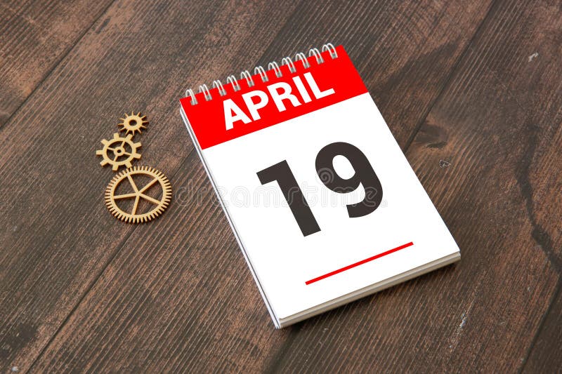 19 April Calendar on Wooden Table with Customizable Space for Text ...