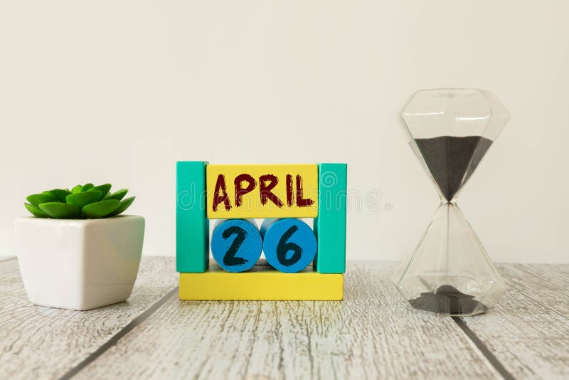 26 April Calendar on Wooden Table with Customizable Space Stock Image ...