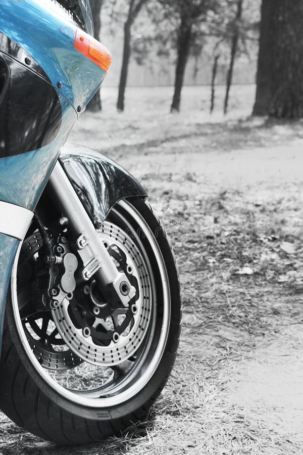 April 7, 2020 - Chernihiv, Ukraine: Motorcycle in the Forest. Kawasaki ...