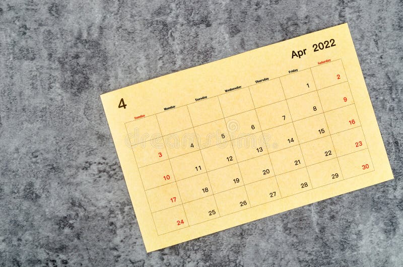 The April 2022 on Dark Background Stock Image - Image of monthly, grid ...