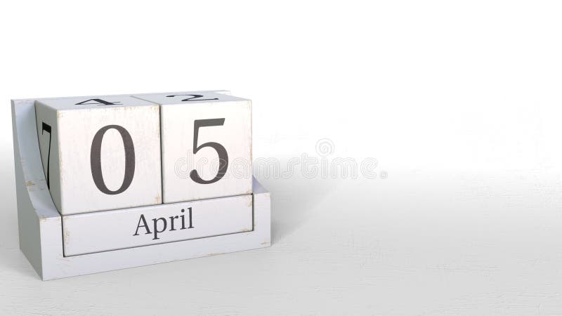 April 5 Date on Retro Blocks Calendar, 3D Rendering Stock Illustration ...