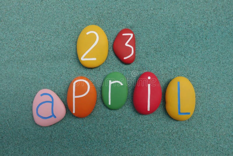 15 April, Calendar Date with Colored Stones Over a Multi Colored Wooden ...