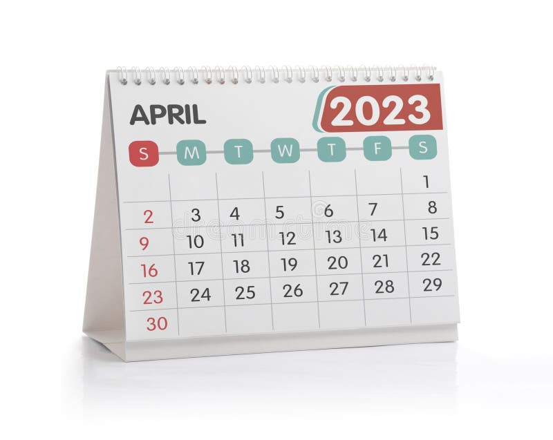 April 2023 Desk Calendar stock image. Image of hello - 259302649