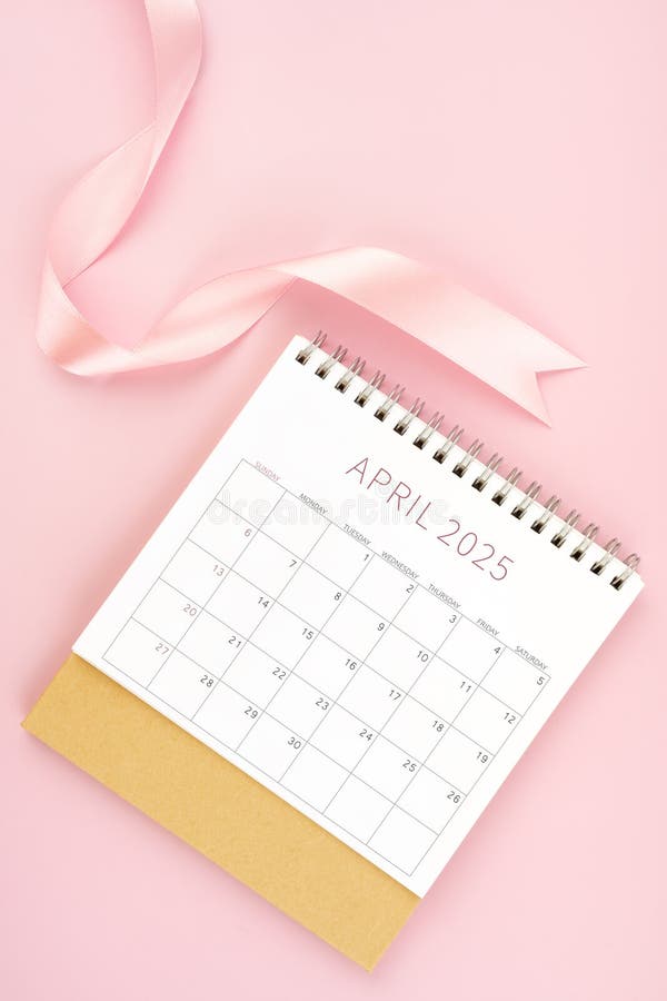 April 2025 Desk Calendar with Pink Ribbon Stock Image - Image of ...