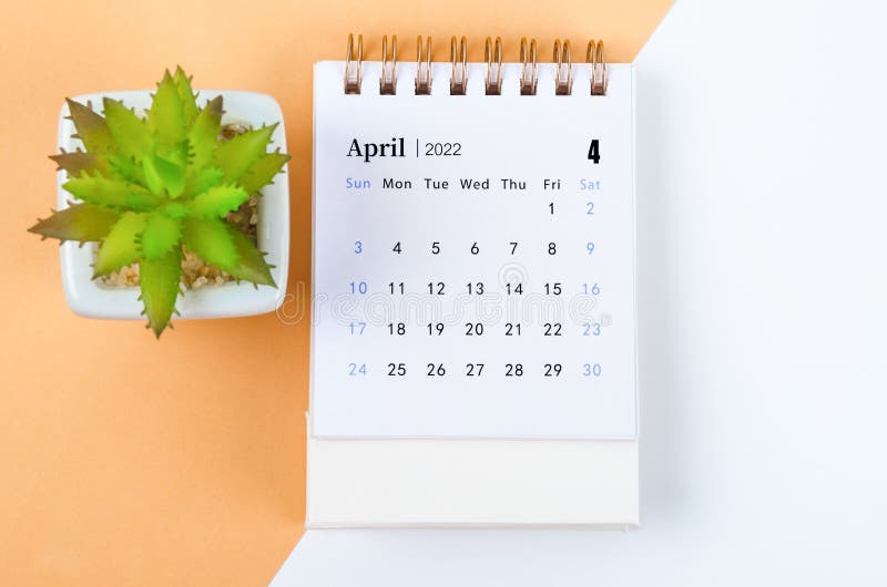 April 2022 Desk Calendar with Tree Pot Stock Photo - Image of calendar ...