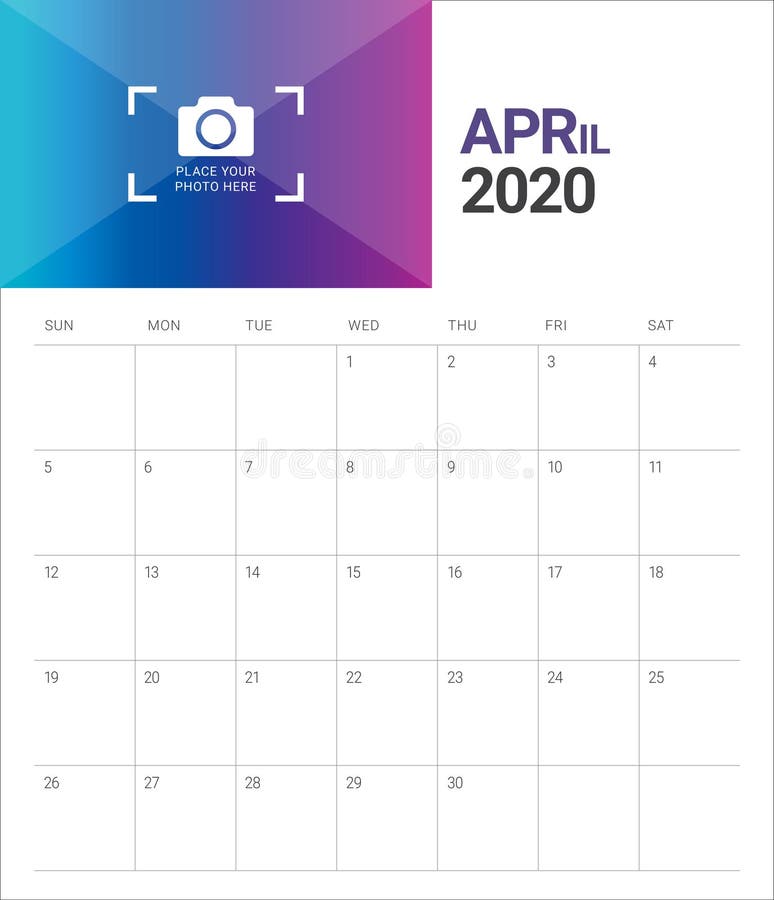April 2020 Desk Calendar Vector Illustration Stock Vector ...