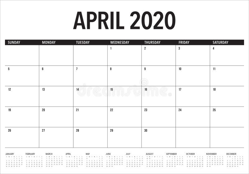 April 2020 Desk Calendar Vector Illustration Stock Vector ...
