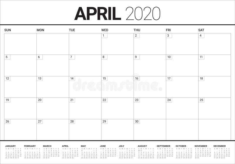 April 2020 Desk Calendar Vector Illustration Stock Vector ...