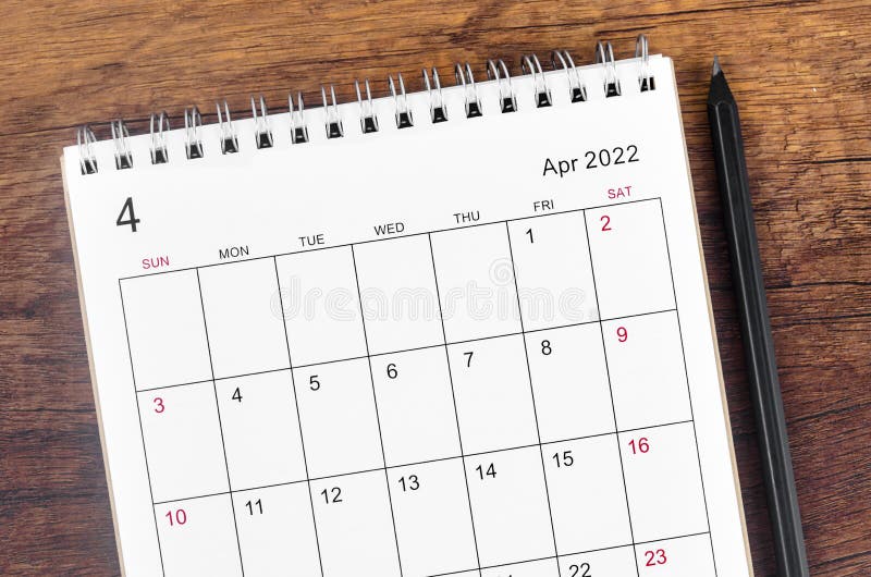 April 2022 Desk Calendar on Wooden Table Stock Image - Image of monthly ...