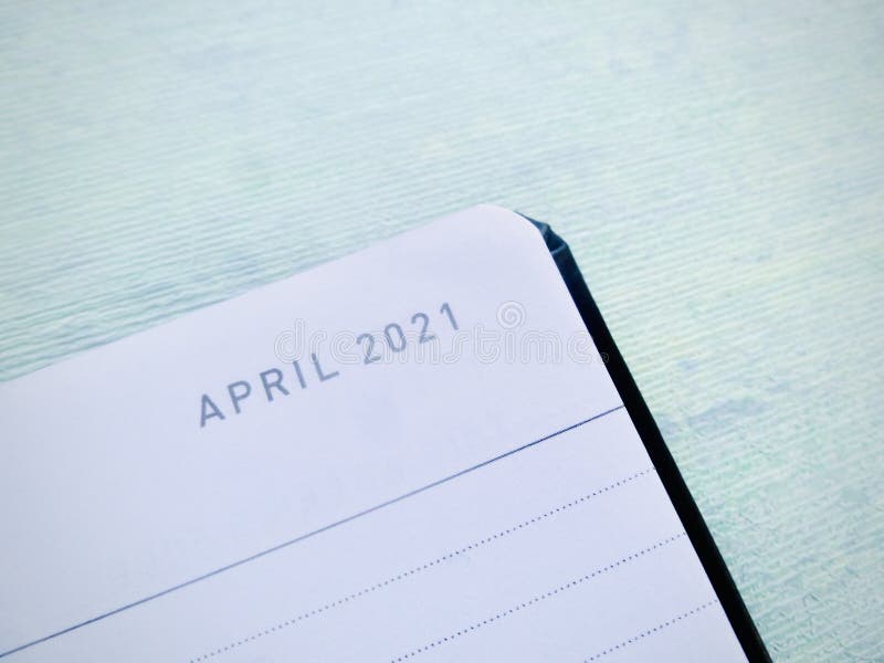 April 2021 Diary, Blue-green Background. Stock Photo - Image of account ...