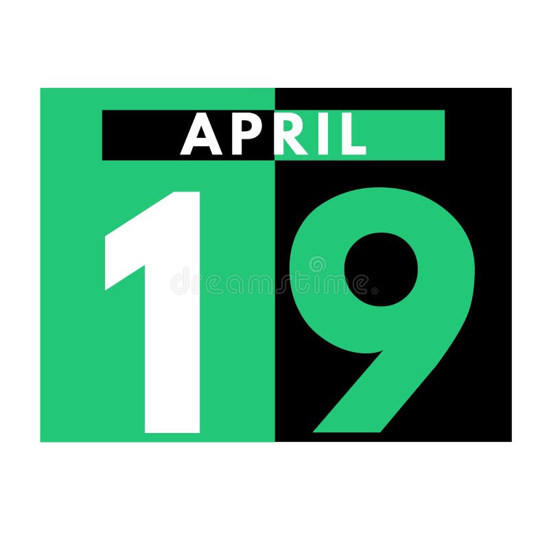 April 19 . Flat daily Calendar Icon .date ,day, Month Stock ...