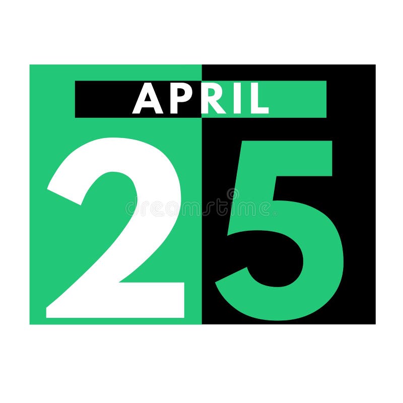 April 25 . Flat daily Calendar Icon .date ,day, Month Stock ...