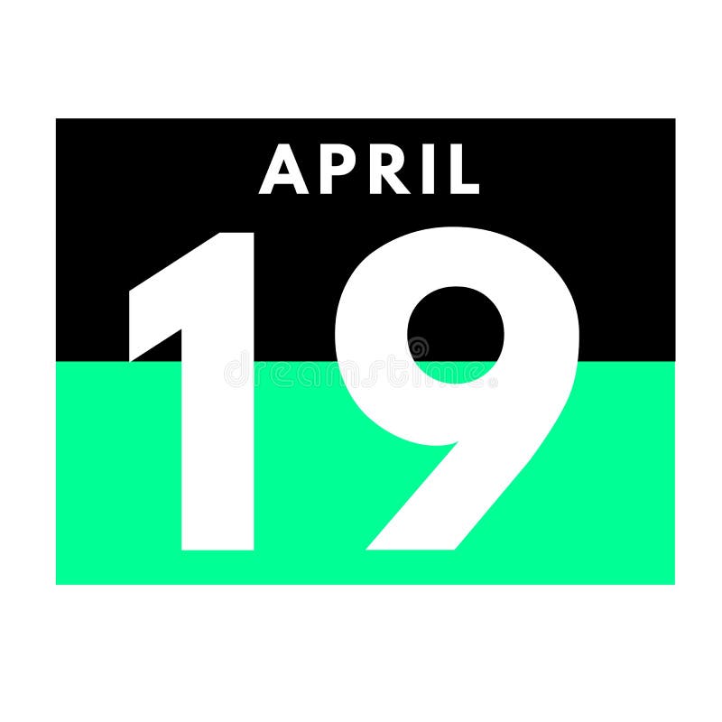 April 19 . Flat daily Calendar Icon .date ,day, Month Stock ...