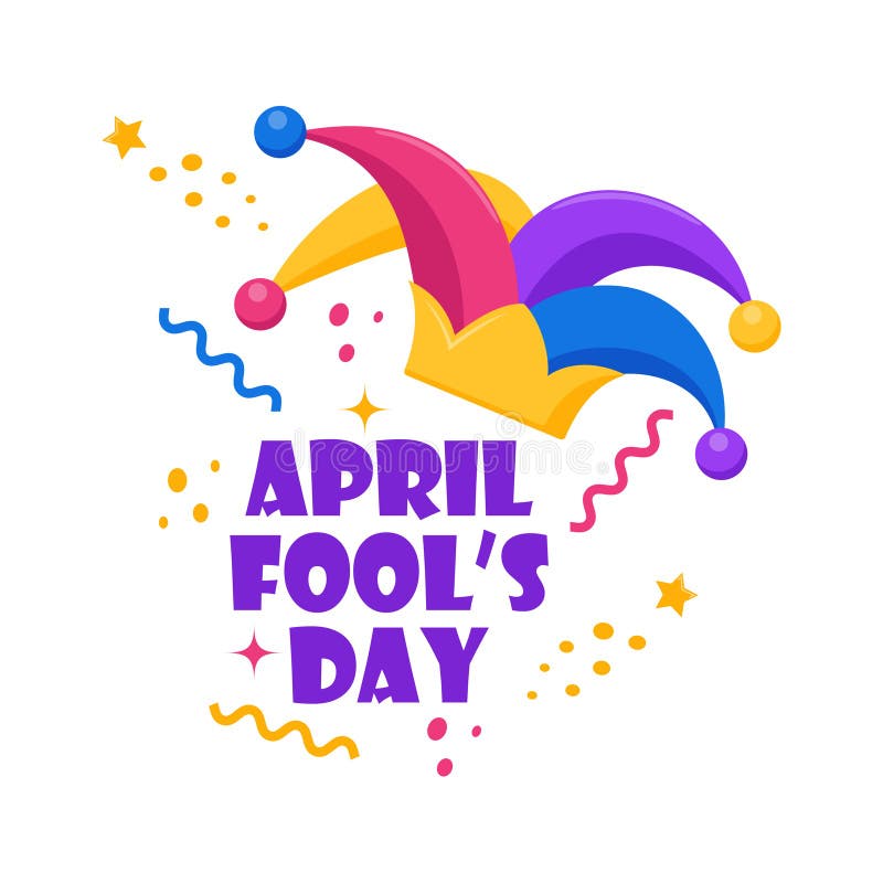 April Fool S Day Illustration with Jester Hat and Text. Vector Stock ...