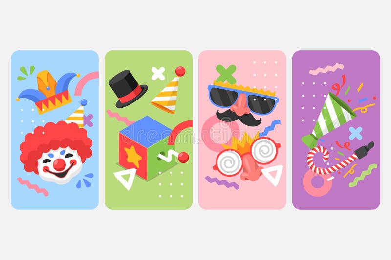 April Fools Day Cartoon Composition Set Stock Illustration ...