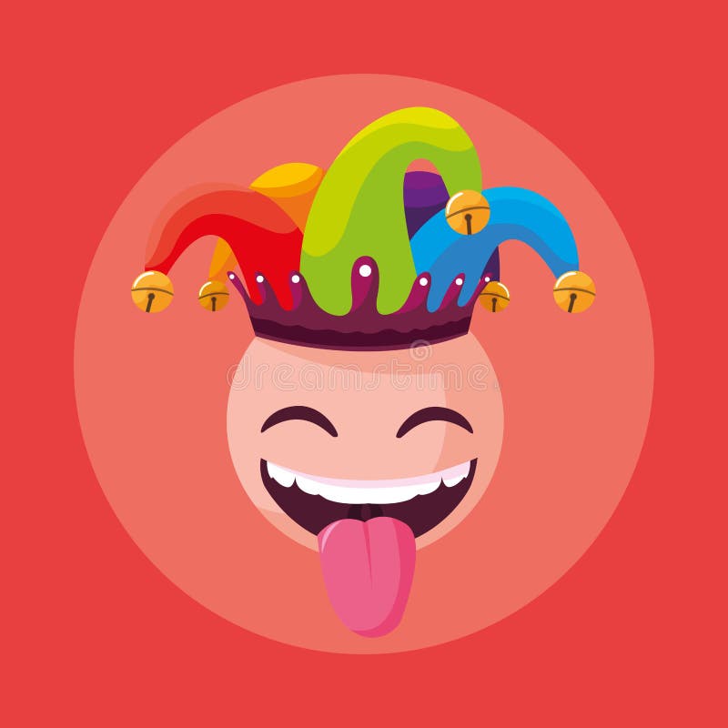April Fools Day With Crazy Face And Joker Hat Stock Vector Illustration Of Funny Enjoyment