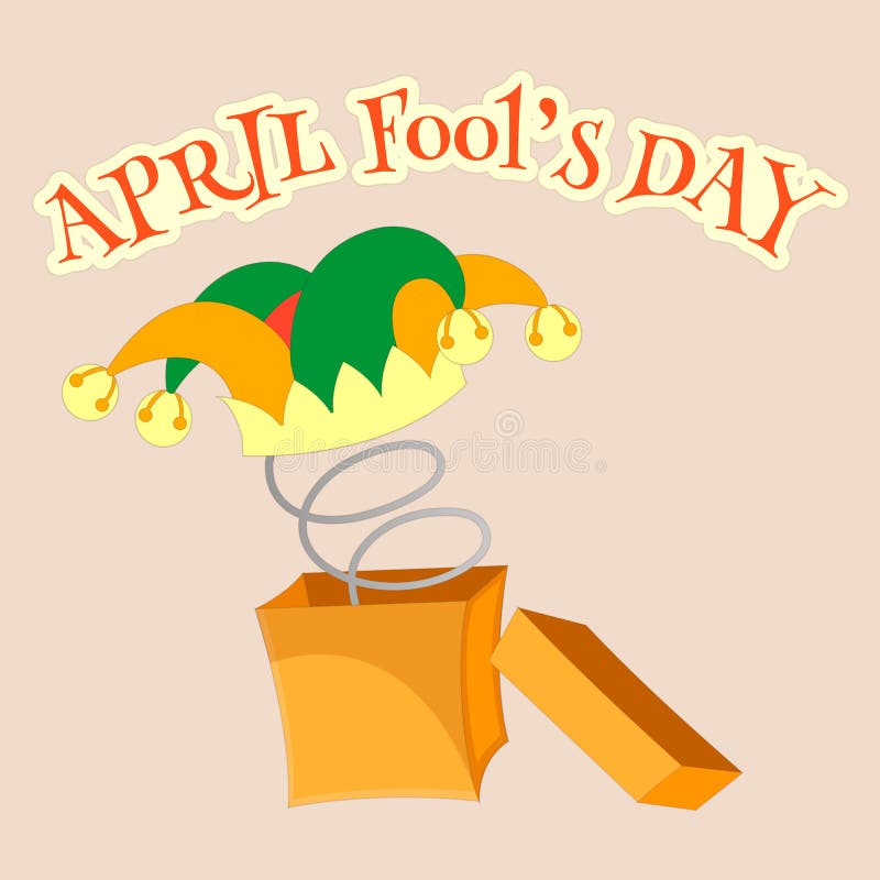 April Fools Day. Fool S Cap with Bells in a Box with a Spring Stock ...
