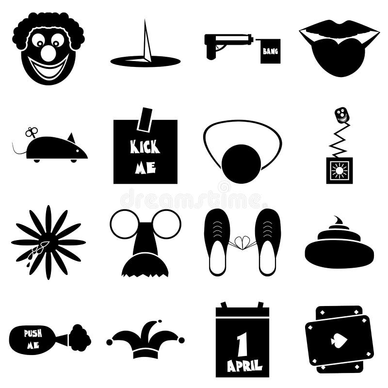 April Fools Day Icons Set, Simple Style Stock Vector - Illustration of ...