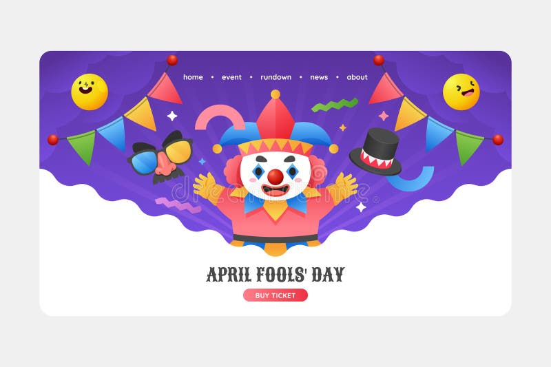 April Fools Day Landing Page in Flat Design Stock Illustration ...