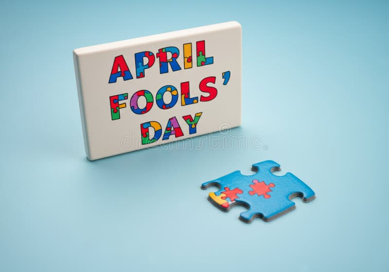 April Fools Day Puzzle Concept on Blue Background for Humor Design ...